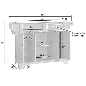 Crosley Furniture Lafayette Full Size Kitchen Island with Natural Wood Top, White