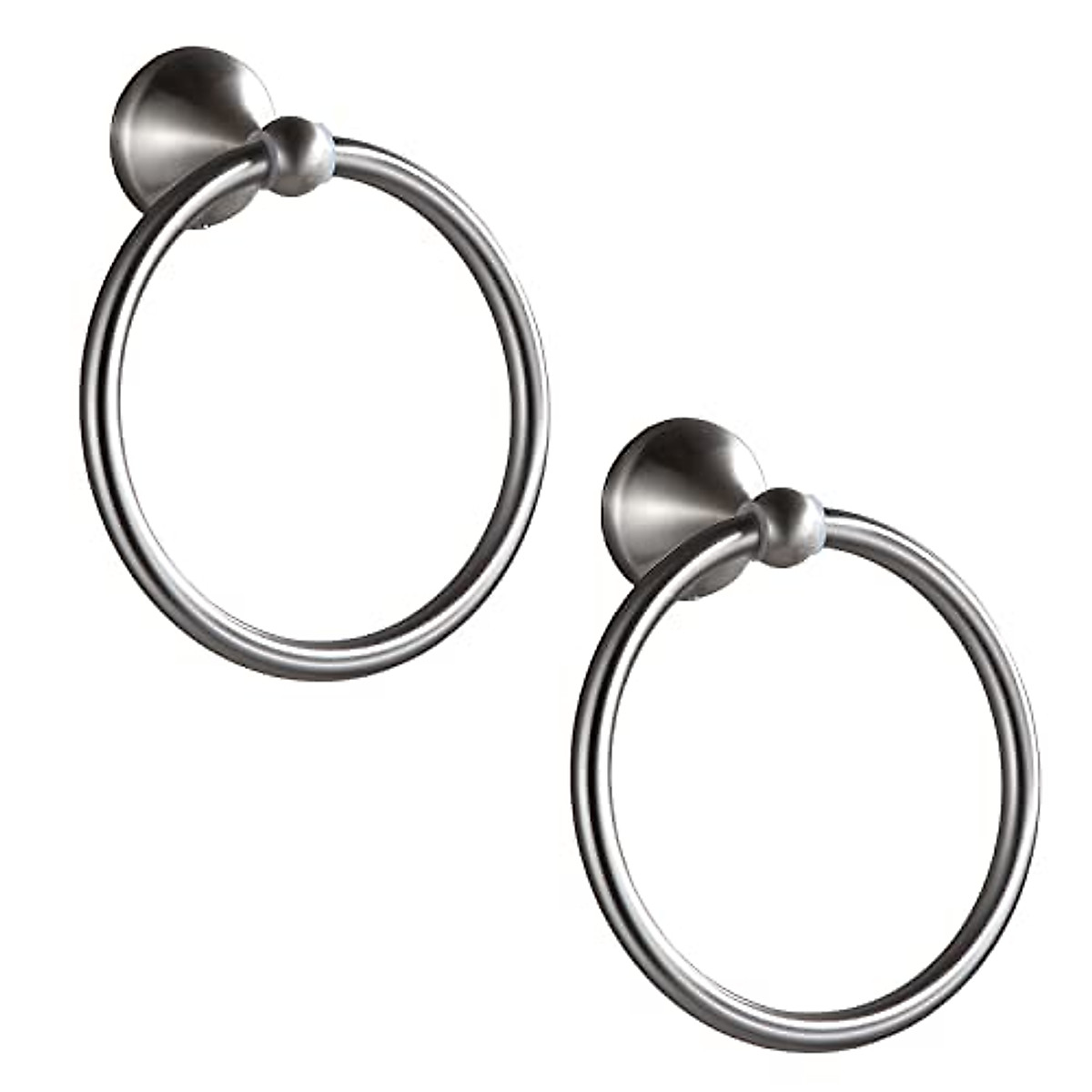 Orlif Bathroom Towel Ring，Metal Heavy Duty Metal Hand Towel Holder Round Bath Towel Holder Hangers with Wall Mount Hardware（2 Pack，Drill Needed） (Brushed Nickel)