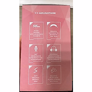 IMYB A36 Gaming Headset with Microphone for Pc, Xbox One Series X/s, Ps4, Ps5, Switch, Stereo Wired Noise Cancelling Over-Ear Headphones with Mic, RGB, for Computer, Laptop, Mac, Gamer (Pink)