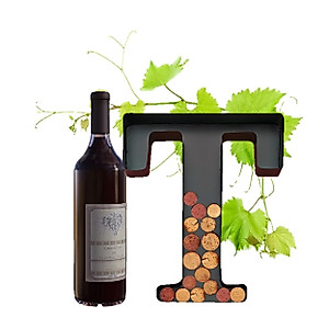 Premium Metal Letter Wine Cork Holder Is A Perfect Bar Decor Made of Durable Metal and A Glossy Black Finish With Rounded Edges , This Bar Cart Accessories Is Easy To Hang , Letter T (9,7”x 2”x 12,2”)