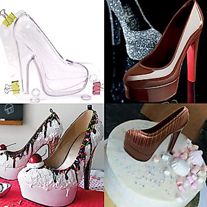 High Heel Shoe Mold, 3D Chocolate Heel Mold with 3 clips for DIY Cake Pastry Decoration Jelly Candy Fondant Molds Baking Tool