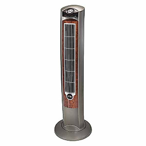 3-1/2" Tower Fan, Oscillating, 3 Speeds, 120VAC, Gray, Remote Control