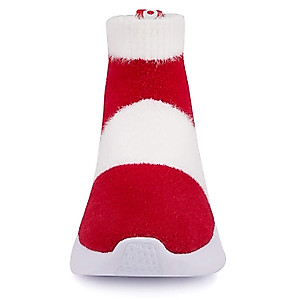 Santiro Kids High Tops Sneakers Big Boys Girls Slip On Shoes Lightweight Breathable Knit Tennis Walking Shoes Red 5 M US