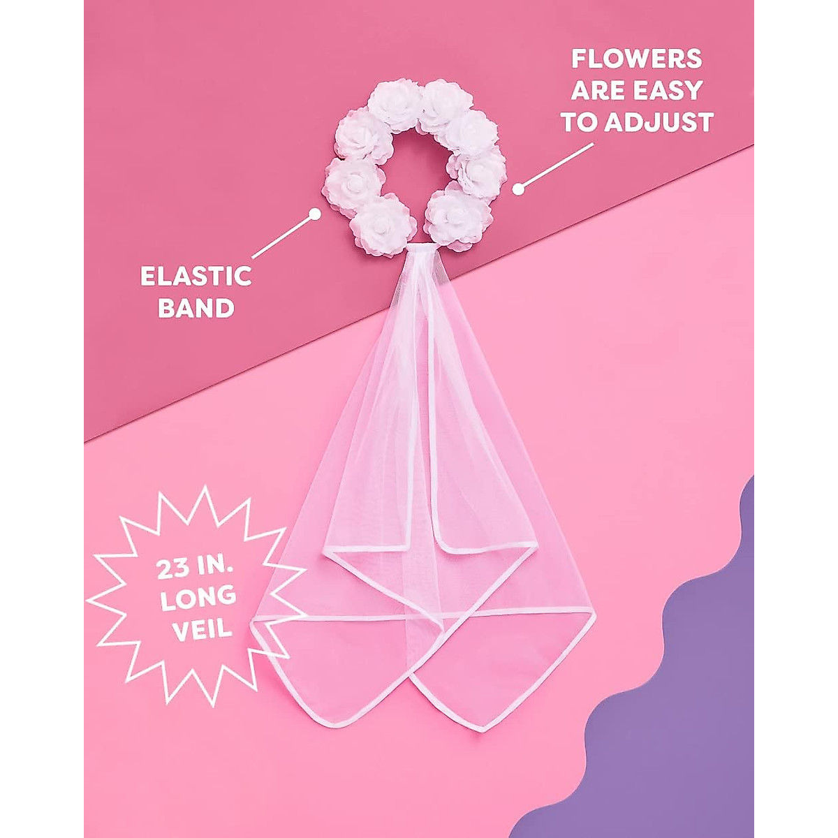 xo, Fetti Bachelorette Party Veil - Boho Flower Crown | Bridal Shower Veil | Bride to Be Gift, Bachelorette Favor + Engagement Decoration