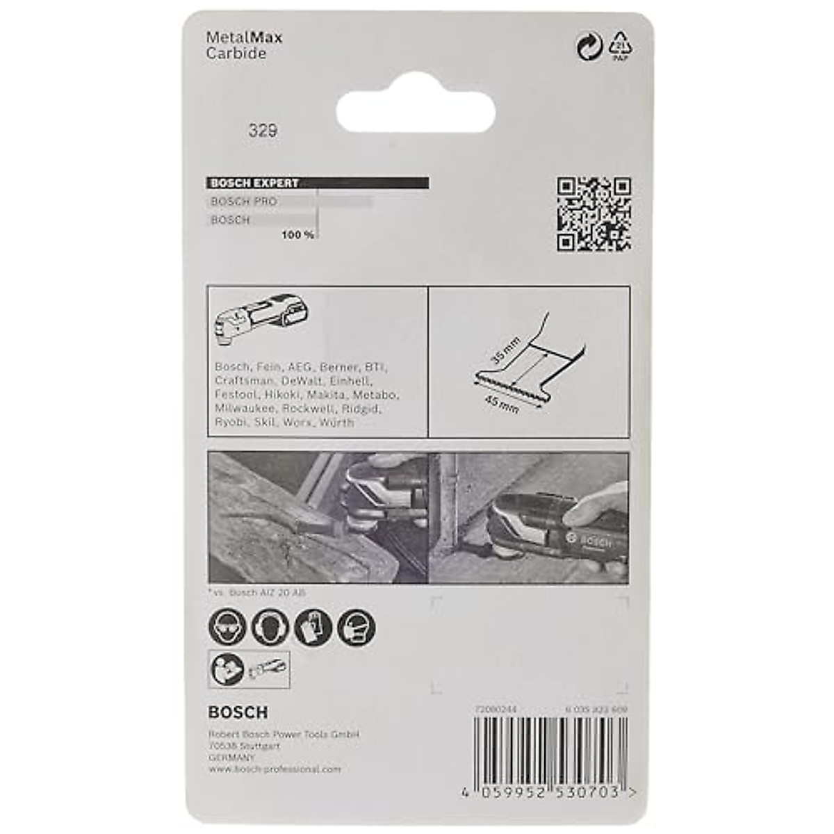 Bosch Professional 1x Expert MetalMax AIZ 45 AIT Multitool Blades (for Steel, Stainless steel, Width 45 mm, Accessory Multitool), black/blue