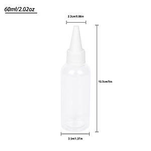 TRENDBOX 2oz Clear Plastic Bottles Applicator with Twist Top Cap BPA-Free For Hair Oils and Liquids 6 Pack with 6pcs Labels