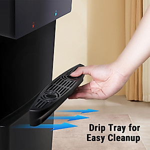 PUREPLUS WATERCOOLER Top Loading Water Dispenser, Hot, Cold & Room Temperature Water, Holds 3 or 5 Gallon Bottles, Child Safety Lock, Compression Refrigeration Technology, Black