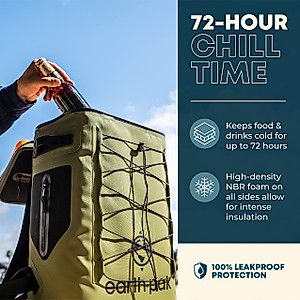 Earth Pak Loch Series Cooler Backpack - Holds 24 Cans, Waterproof, Comfortable, Extra Storage