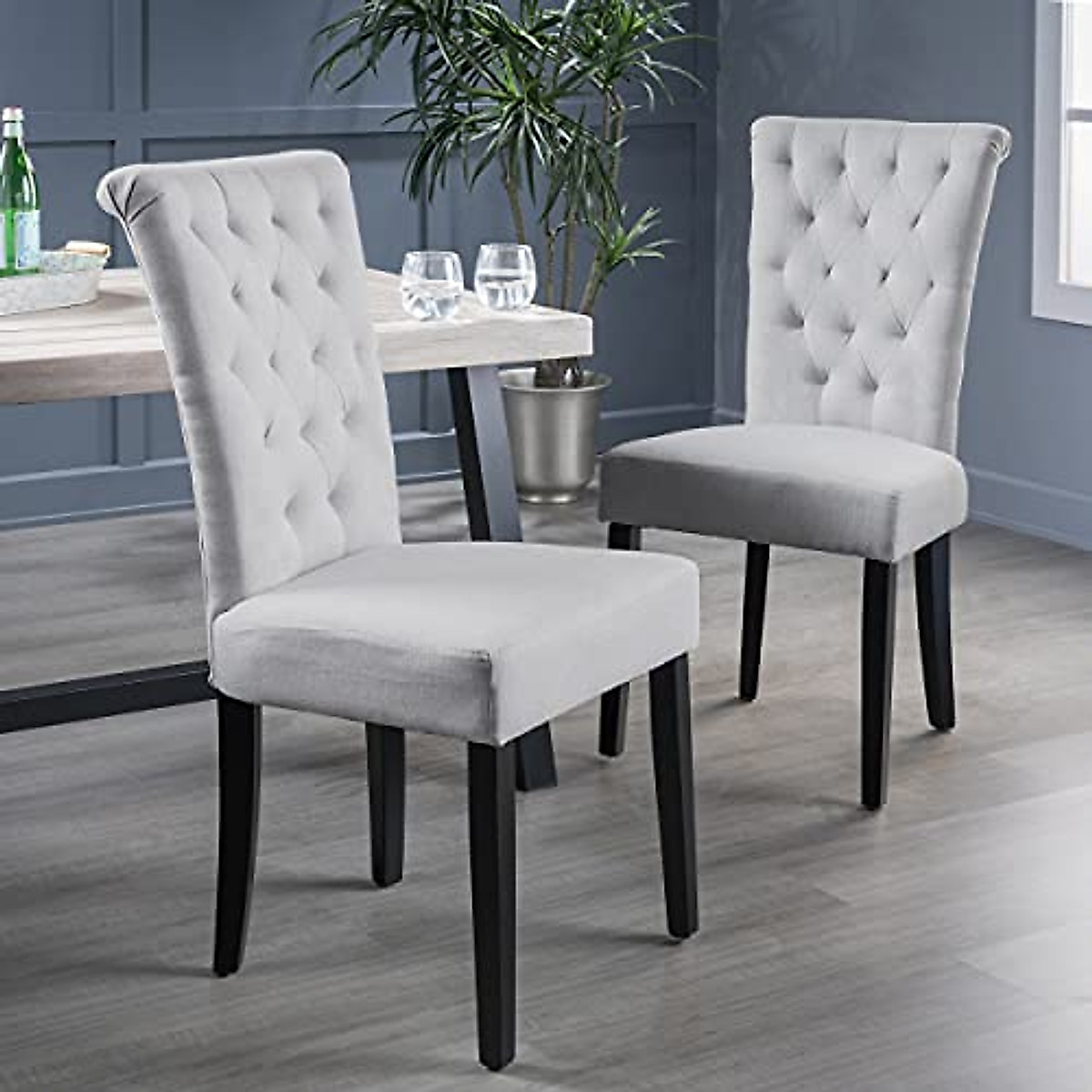 Christopher Knight Home Venetian Dining Chairs, 2-Pcs Set, Light Grey