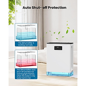 BIZEWO Dehumidifier for Home, Queit Dehumidifiers for Basement, Bathroom, Bedroom with 101 oz Water Tank, Large Room Dehumidifier with 2 Working Mode, Auto Shut Off, 7 Colors LED Light