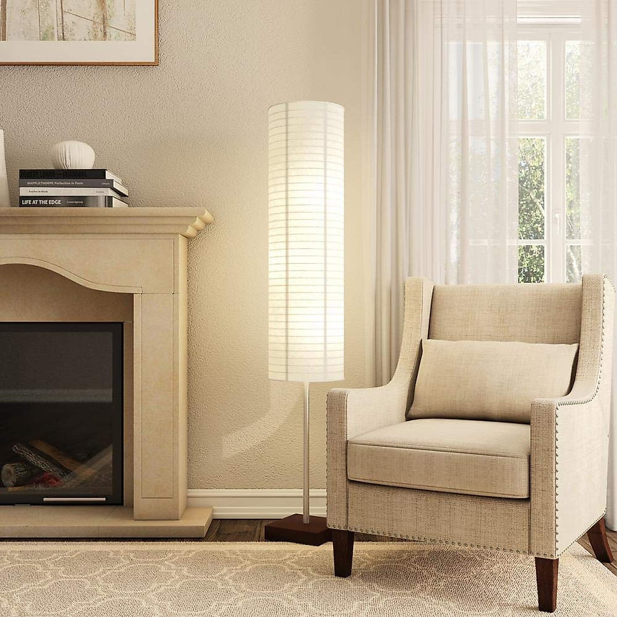 Adesso Home 4099-15 Transitional Three Light Floor Lamp from Gyoza Collection in Pwt, Nckl, B/S, Slvr. Finish, Walnut Rubber Wood/Brushed Steel