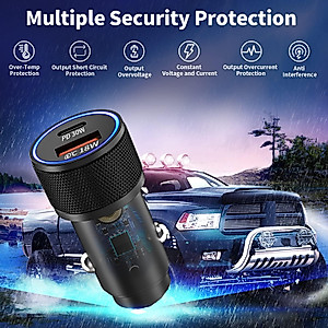 [Apple MFi Certified] iPhone Fast Car Charger, Veetone 48W Dual Port USB C Power Delivery All Metal Car Adapter with 2 Pack Lightning Braided Cable, PD/QC3.0 Car Quick Charging for iPhone/iPad/Airpods