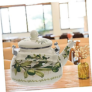 Garneck Enamel Kettle Water Tea Pot Enamel Coated Kettle Porcelain Enamel Kettle Metal Trim Coffee Essentials Chinese Decor Enameled Teapot Kungfu Teapot Small Tea Kettle for Stove Top
