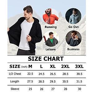 V VALANCH Men Hoodies Zip Up Sherpa Lined Sweatshirt Heavyweight Thick Warm Fleece Winter Jacket Coat, Black XL