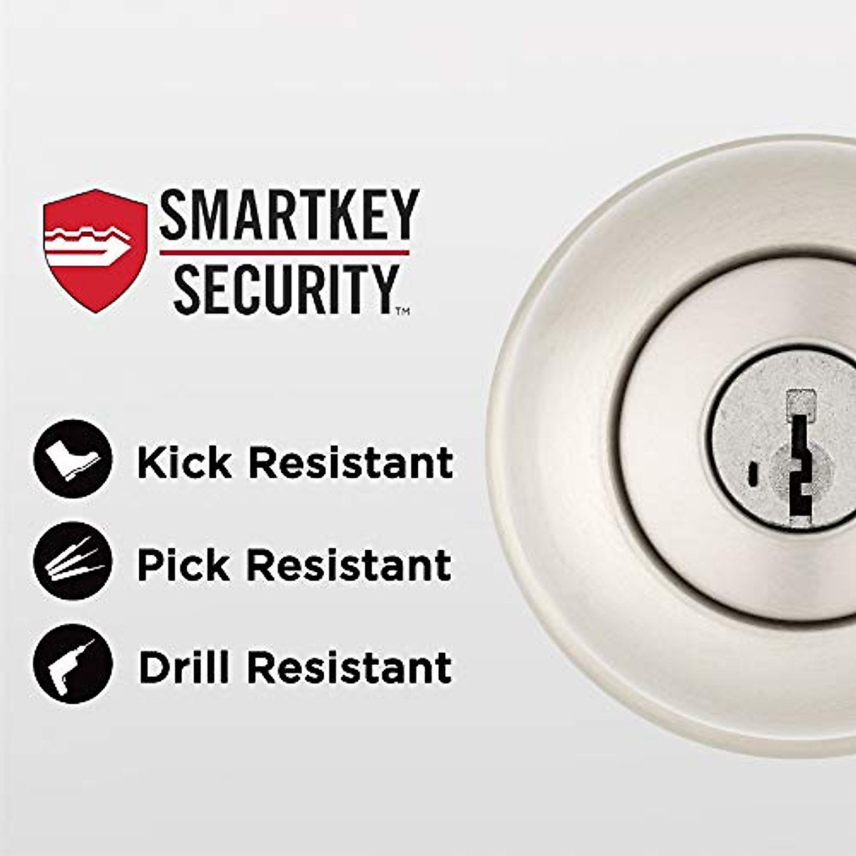 Kwikset Juno Keyed Entry Door Knob with Microban Antimicrobial Protection featuring SmartKey Security in Satin Nickel