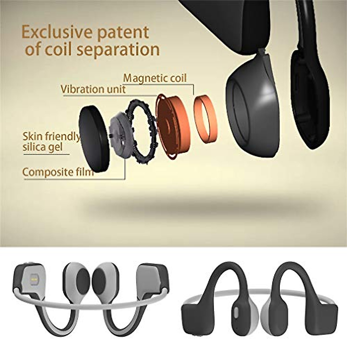 YODZ Bluetooth 5.0 Bone Conduction Headphones, IPX6 Waterproof Wireless Outdoor Sport Headset with Mic, USB Charging, for Running Driving Cycling, Meeting,Blue