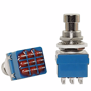 MEETOOT 2pcs 9 Pin 3PDT Effector Button Brush Box True Bypass Guitar Effects Pedal Box Stomp Foot Metal Switch