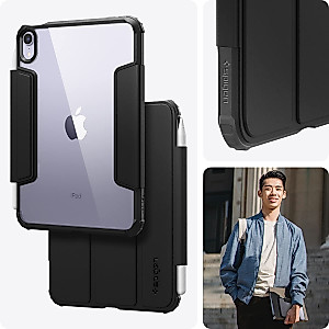 Spigen Ultra Hybrid Pro Designed for 8.3 inch iPad Mini 7 Case A17 Pro (2024), iPad Mini 7th/6th Generation Case (2024/2021) w/Clear Transparent Back and Pencil Holder - Black