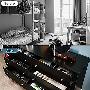 Giantex 6-Drawer Dresser for Bedroom - Freestanding Storage Cabinet, Chester Drawers with Anti-Toppling Device, Floor Cabinet for Living Room, Entryway 60 Inch Double Dressers, Black