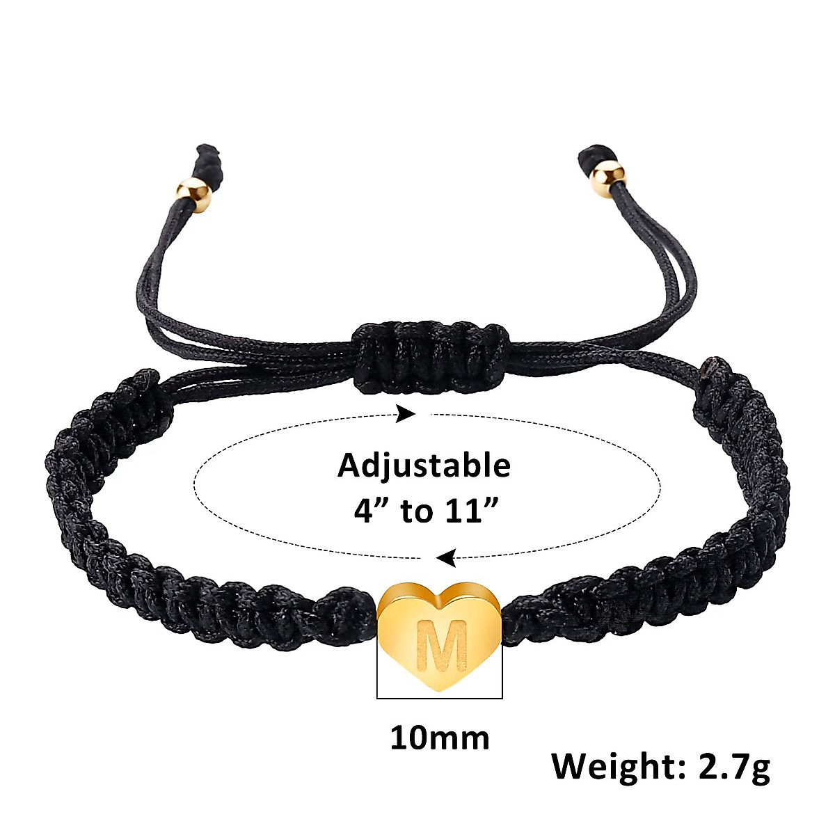 tenghong2021 Heart Initial Red Bracelets 26 Letters Initial Charms Bracelet for Women Gifts Handmade Rope Braided Adjustable Jewelry for Mom Daughter Birthday Jewelry Gift-C