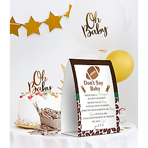 Don't Say Baby Set - One 5x7 Sign and 50 Mini Clothespins, Baby Shower Games, Baby Shower Decoration, Gender Neutral Baby Shower - MsJb031