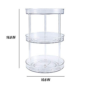 Lazy Susan Turnable Cabinet Organizer, Multifunctional 3 Tier 360 Rotating Clear Cabinet Organizer Large Spinning Spice Containers Cosmetic Can Organizers for Kitchen Pantry Bathroom