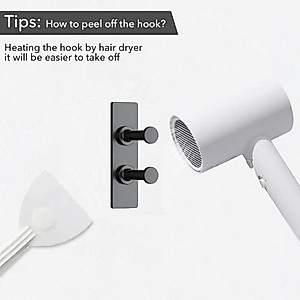 pickpiff 4-Pack Shower Hooks for Inside, Extra Sticky Stainless, Razor Holder Wall Mounted, Shower Accessories, Self-Adhesive Double Hooks for Razor, Loofah, Towel, Shaver, Coat, Key, Matt Black