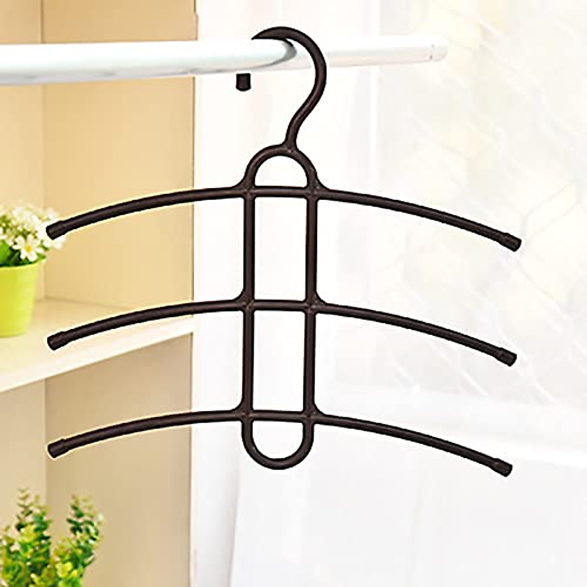 Fabric Storage Containers with Lids Multiple Shirt Hangers in One Space Saving Plastic 5 Pack Durable Multi Functional Non Slip Clothes Hangers Closet Drop Front Box Sweater (Coffee, One Size)