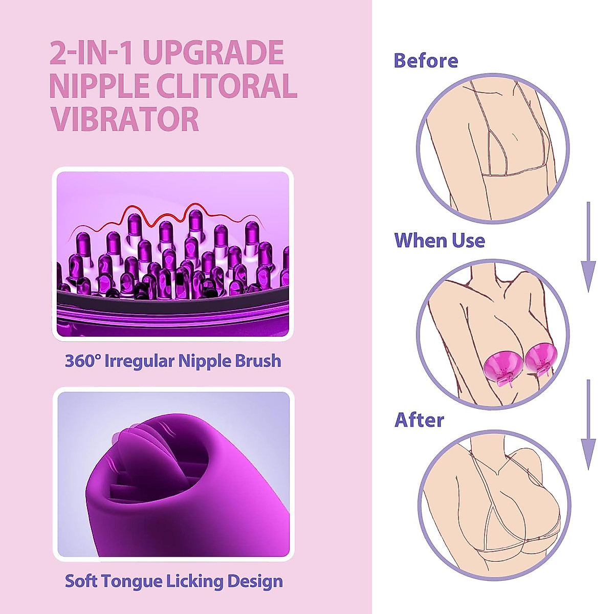 Nipple Clitorals Vibrator Adult Toys - Women Sex Toy Vibrating Nipple Toy Sucker Massage with 10 Vibration 10 Tongue Licking Modes, Rechargeable Female Adult Sex Toys Games for Women Couples Pleasure