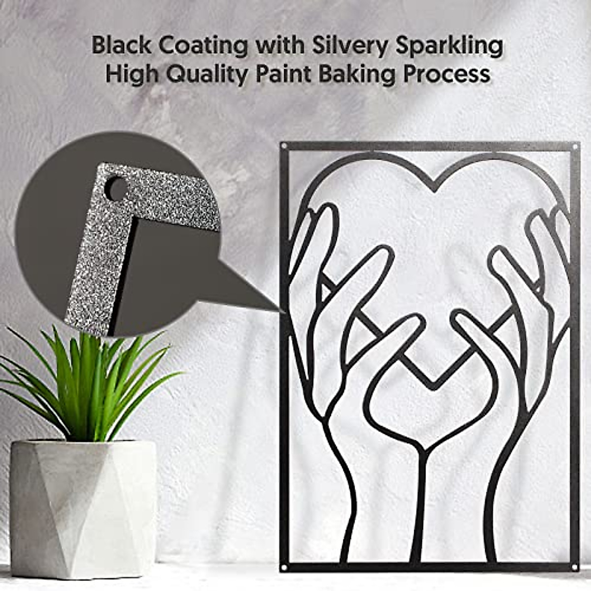 QIEGL 3 Packs Metal Wall Decor 0.12" Thickness Modern Home Decor for Black Coating with Silvery Sparkling 17"x11.8" Minimalist Wall Art Bedroom Decor Single Line Abstract Wall Sculptures for Living Room Bathroom Stairs etc.