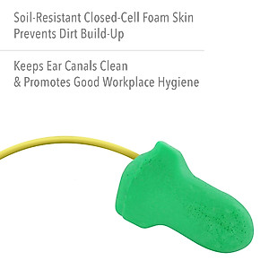 Howard Leight by Honeywell Maximum Lite Low Pressure Corded Disposable Foam Earplugs, Box of 100 Pairs (LPF-30) ,Green