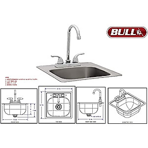 BULL GRILLS The Angus 30" Grill Natural Gas with Single Side Burner, Stainless Steel Sink,Grill Cover, Refrigerator, Door & Drawer Combo with 5 in 1 BBQ Tool Set | FREE Bio-Ethanol Table-top Fire pit