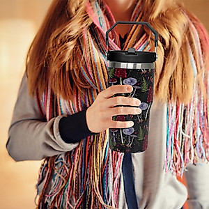 Hachishun Mushroom Tumbler With Flip Straw and Top Handle - 20 oz Insulated Stainless Steel Travel Mug - Wine Cups and Gifts