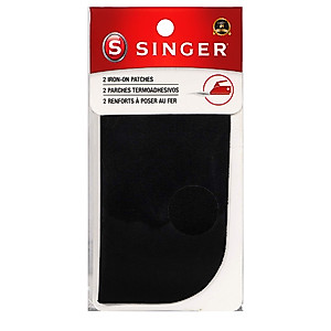 SINGER 00065 Iron-On Patches for Clothing Repair, 5-inch by 5-inch, 2-Count, Black