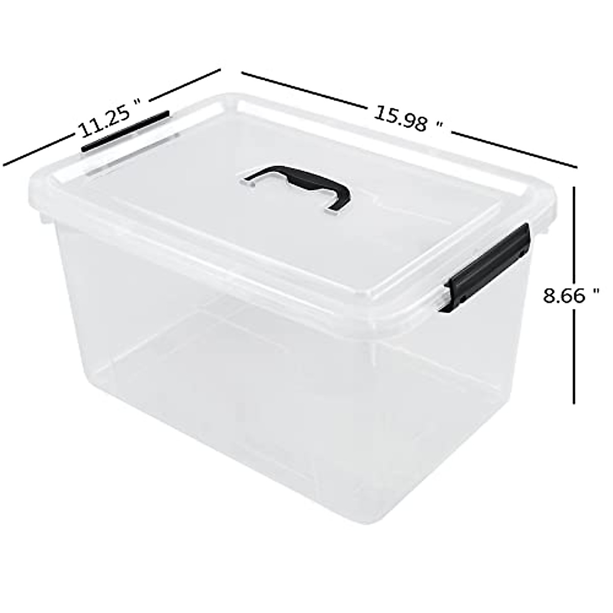 Zerdyne 17.5 L Clear Plastic Storage Box, 4-Pack Latch Storage Bin