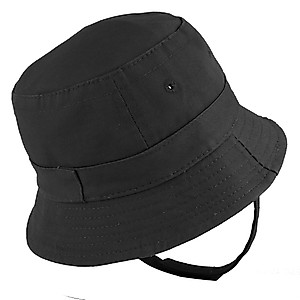 Trendy Apparel Shop Infant Baby's 100% Cotton Bucket Hat with Adjustable Chin Strap - Black