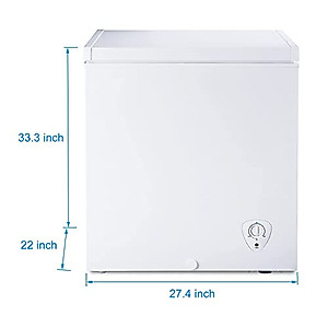 SMETA Deep Freezer Chest 5.5 Cubic Feet Small Freezers Freezer Chest 5.0 Cu. Ft Compact Top Door for Home Kitchen Apartments House Basement Dorm, Freezing Freestanding with Removable Basket, White