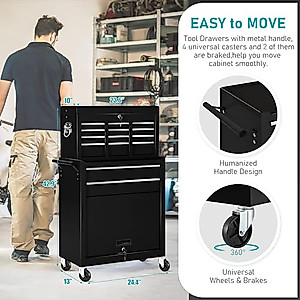 INTERGREAT Rolling Tool Chest with Wheels and 8 Drawers, Detachable Large Tool Cabinet with Lock for Garage, Locking Mechanic Tool Cart with Black Liner for Warehouse, Workshop, High Capacity