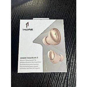 1MORE ColorBuds2 Active Noise Cancelling Wireless Earbuds, Bluetooth 5.2 Headphones, Sound ID, Dual Mode Noise Cancelling, CVC 8.0 for Clear Calls, Fast & Wireless Charging, IPX5, Gold