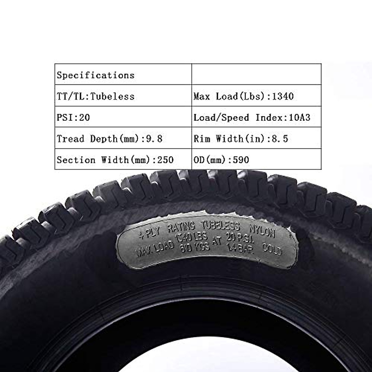 SUNROAD Set of 2 Turf Tires Lawn & Garden Mower Tractor Cart Tires Tire 23x10.50-12 4Ply