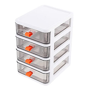 BESPORTBLE Makeup Organizer Drawers Desktop Storage Cabinet Small Multi- layer Drawer Storage Box Sundries Classification Decorative Dressing Boxes (White, 4 layer) Makeup Drawers Storage Cabinet