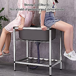 Laundry Sink Stainless Steel Outdoor Sink for Washing, Utility Single Bowl Sink, Commercial Kitchen Prep with Faucet and Drainboard, for Backyard Garage Camping Portable Handwashing Station (Size : 5