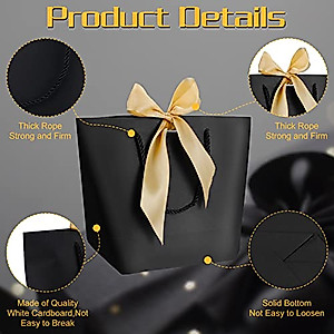 36 Pack Black Gift Bags with Handles Wedding Party Favor Paper Bags Bulk with Bow Ribbons 10.6 x 7.9 x 3.5 Inch Welcome Bags for Guests Birthday Holiday Bridesmaid Celebration