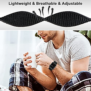 Nylon Sport Band Compatible with Apple Watch Band 38mm 40mm 41mm 42mm 44mm 45mm, Adjustable Breathable Women Men Braided Strap Compatible for iWatch Series 9/8/7/6/5/4/3/2 SE Dark Black A