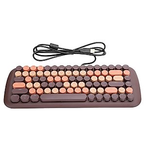 Jeankak Mechanical Wired Keyboard, Rounded Keycap Gaming Keyboard with Blue Switches, Plug and Play USB Computer Keyboards 84 Keys Retro Gaming Keyboard for Tablet/PC Gamer(01#)