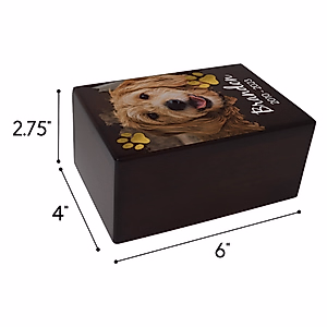 Custom Pet Keepsake Urns for Dogs, Wooden Box for Pet Ashes with Photo for Your Beloved Pets, Pet Cremation Urns as Sympathy Gifts for Pet Lovers - Small, 6" x 4" x 2.75" Pet Urns (Design 5)