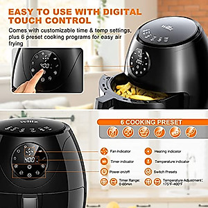 Willz Digital Air Fryer with 6 Pre-Set Cooking Programs & Precise Temperature Control, Non-Stick Basket and Dishwasher-Safe, 60 Minutes Timer, 3.5 Qt, Black
