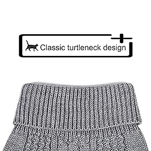 Jnancun Cat Sweater Turtleneck Knitted Sleeveless Cat Clothes Warm Winter Kitten Clothes Outfits for Cats or Small Dogs in Cold Season (Medium, Grey)