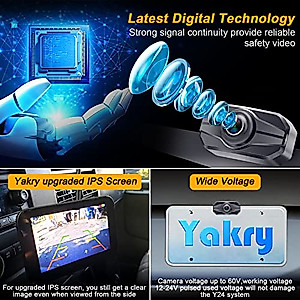 Yakry Wireless Backup Camera HD 1080P 5 Inch Monitor 2 Channels Kit System Bluetooth Hitch Rear View Reverse Cam Truck Car Camper RV Minivan Waterproof Night Vision DIY Gridlines Y24