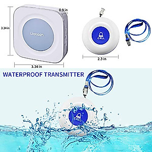 LIOTOIN Wireless Caregiver Pager Call Button Nurse Alert System Call Bell for Home/Elderly/Patients/Disabled/School 3 Transmitters 2 Plugin Receivers (600+ft Operating Range)…